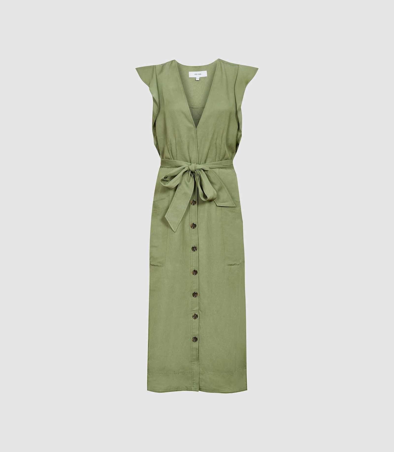 REISS Emma Linen Blend Midi Dress | endource