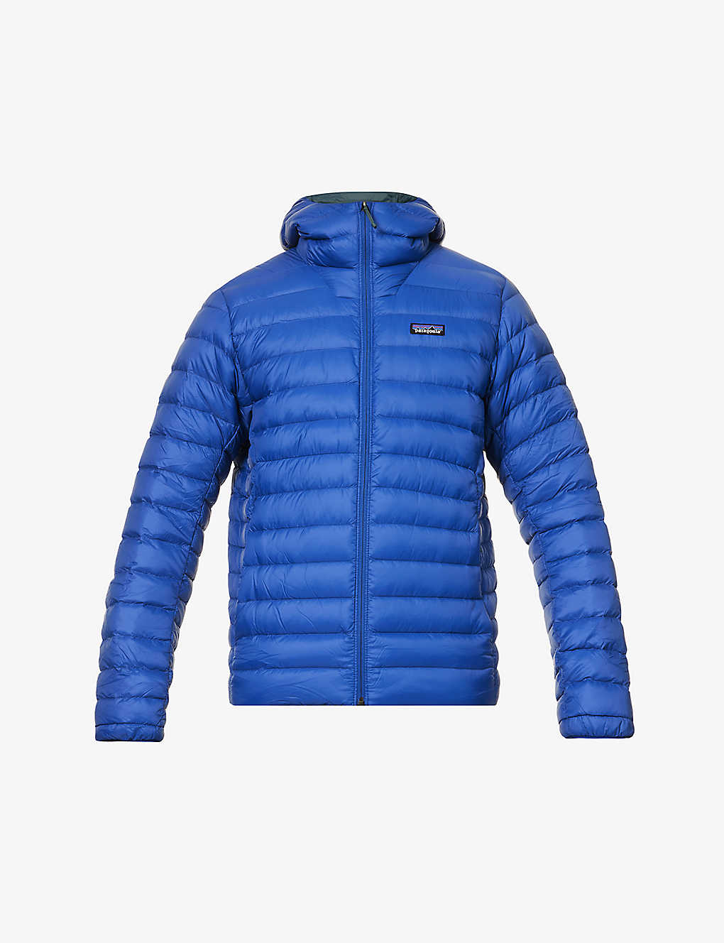 PATAGONIA Funnel-Neck Padded Down Jacket in Passage Blue | endource