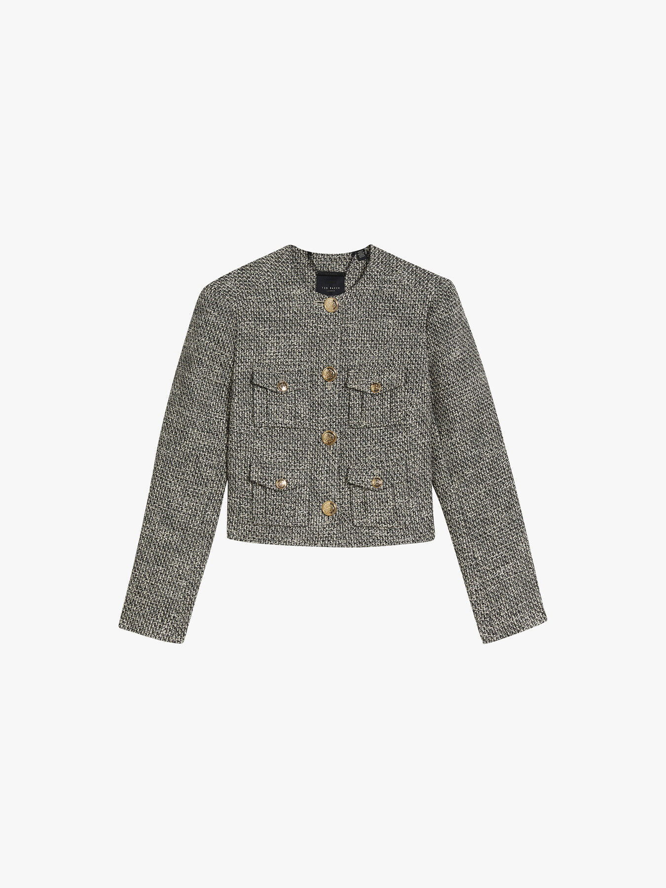 TED BAKER Cropped Boucle Jacket in BLACK | Endource