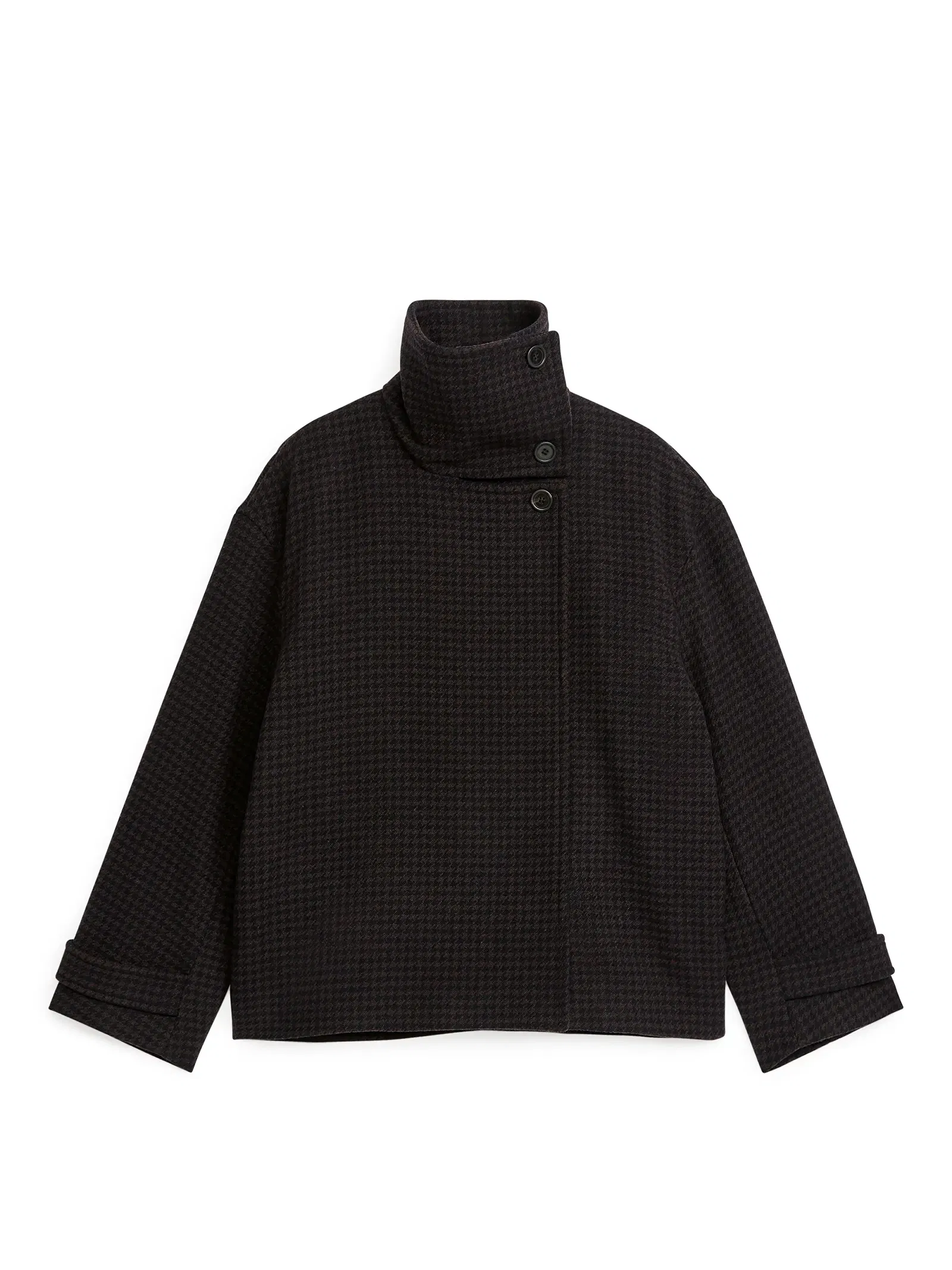 ARKET Chequered Wool-Blend Jacket in Dark Brown | endource