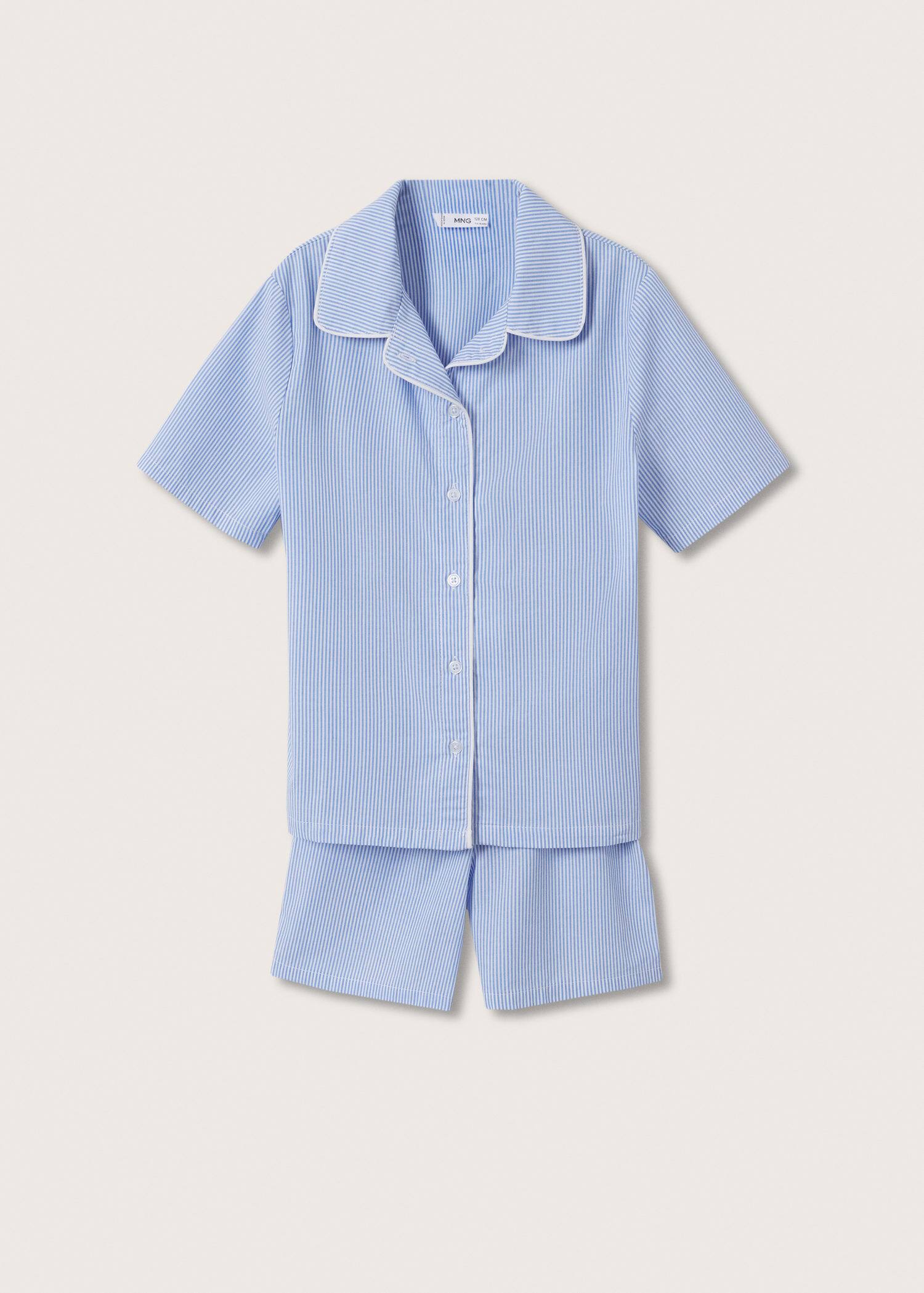MANGO Striped Short Pyjamas in Sky Blue | endource