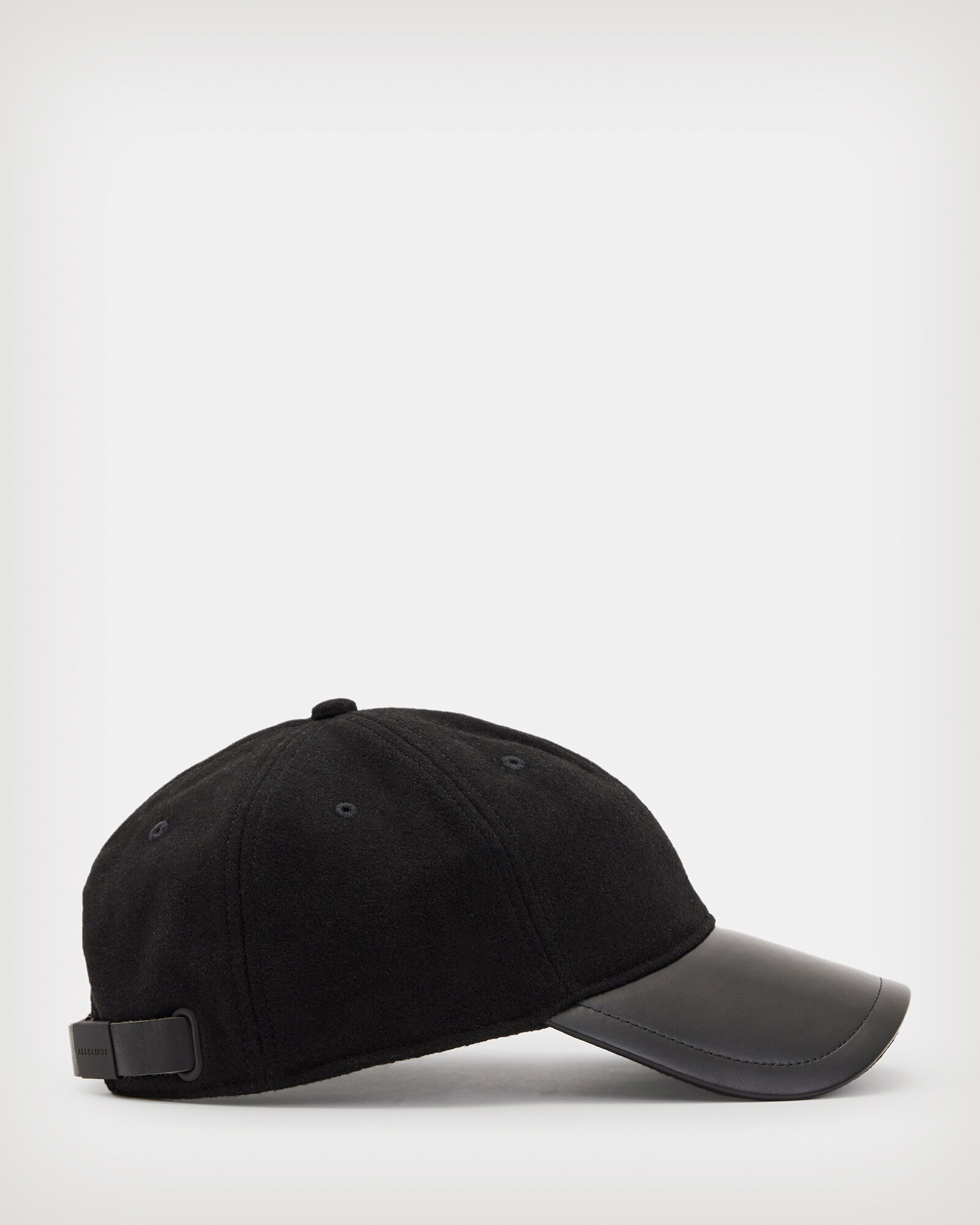 ALLSAINTS Wool Leather Baseball Cap in Black | endource