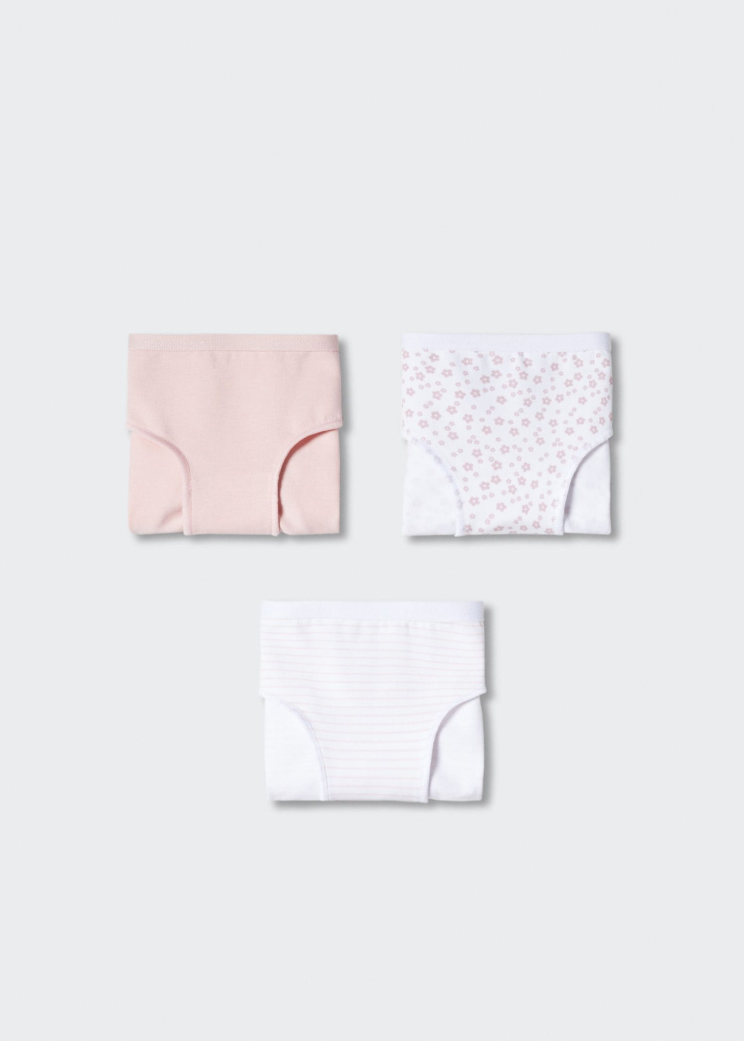 Mango 3 Pack Cotton Panties In Pastel Pink Endource