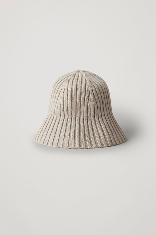 COS Merino Knit Bucket Hat in taupe | Endource