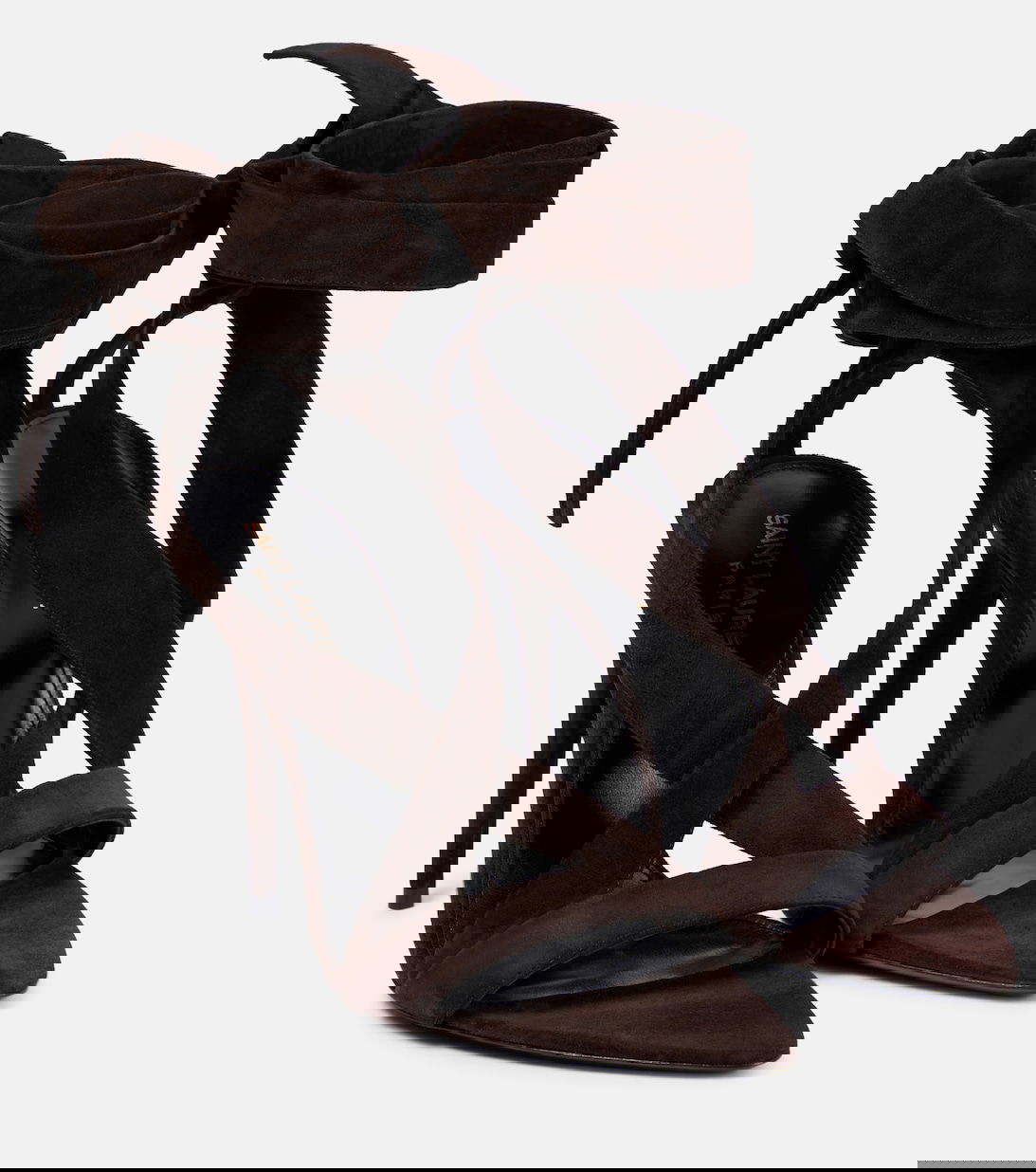 SAINT LAURENT Deva 105 Suede Sandals in Brown | endource