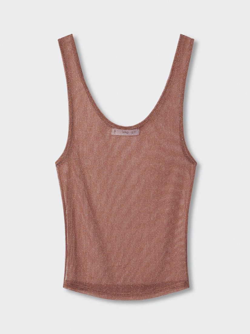 MANGO Hal Slim Fit Sheer Vest Top in Brown | endource