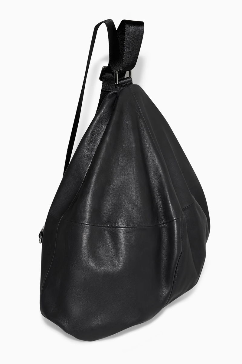 COS Leather Sling Backpack in BLACK | Endource