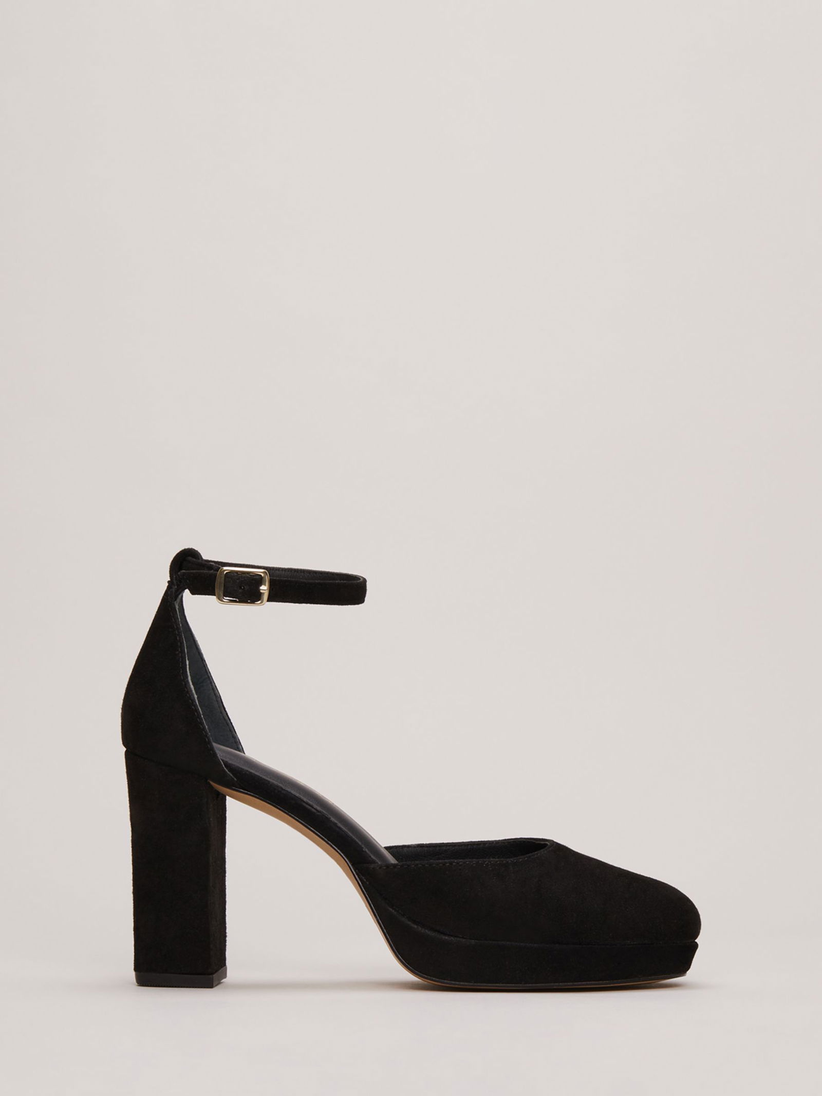PHASE EIGHT Suede Platform Block Heel Shoes in Black | endource