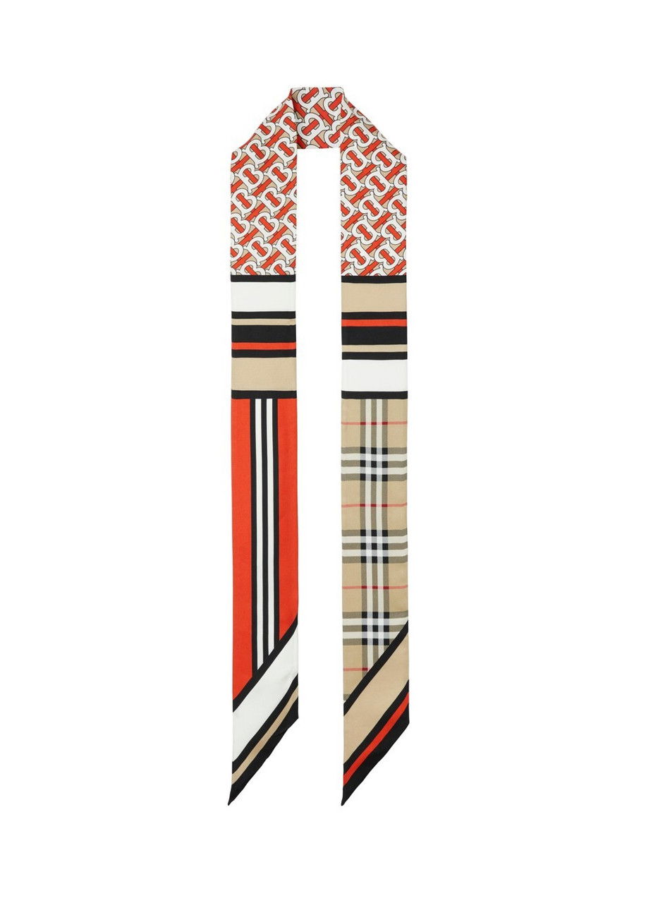 BURBERRY Skinny Montage Silk Scarf | endource