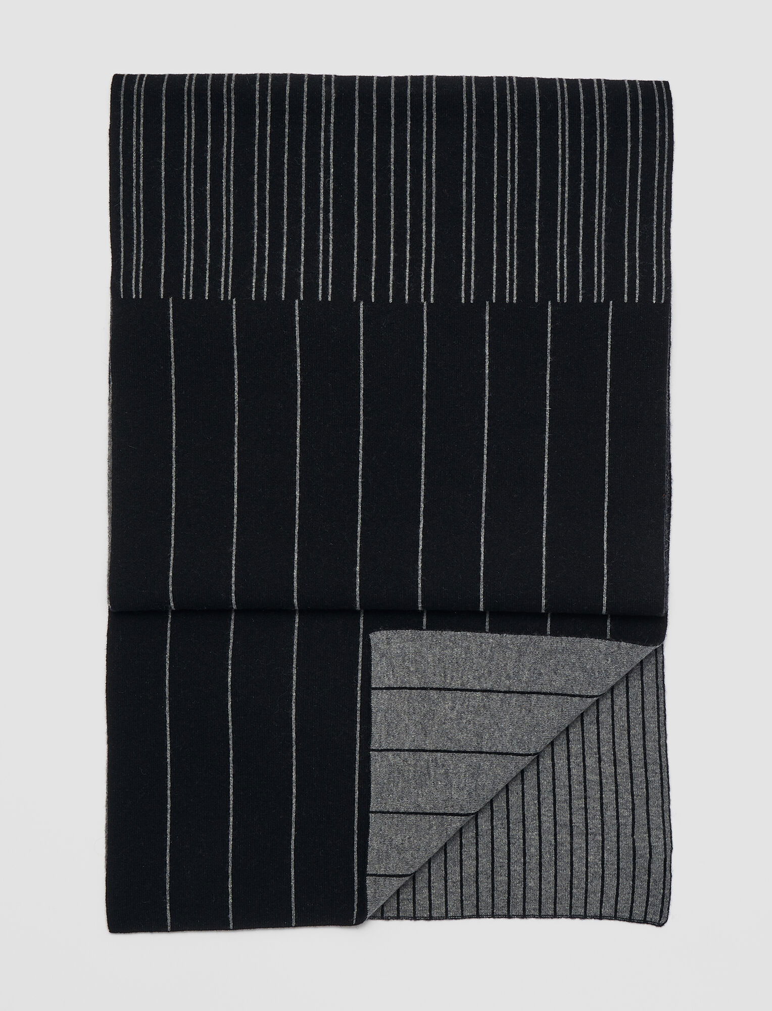 JOSEPH Pinstripe Knit Scarf in Black combo | endource