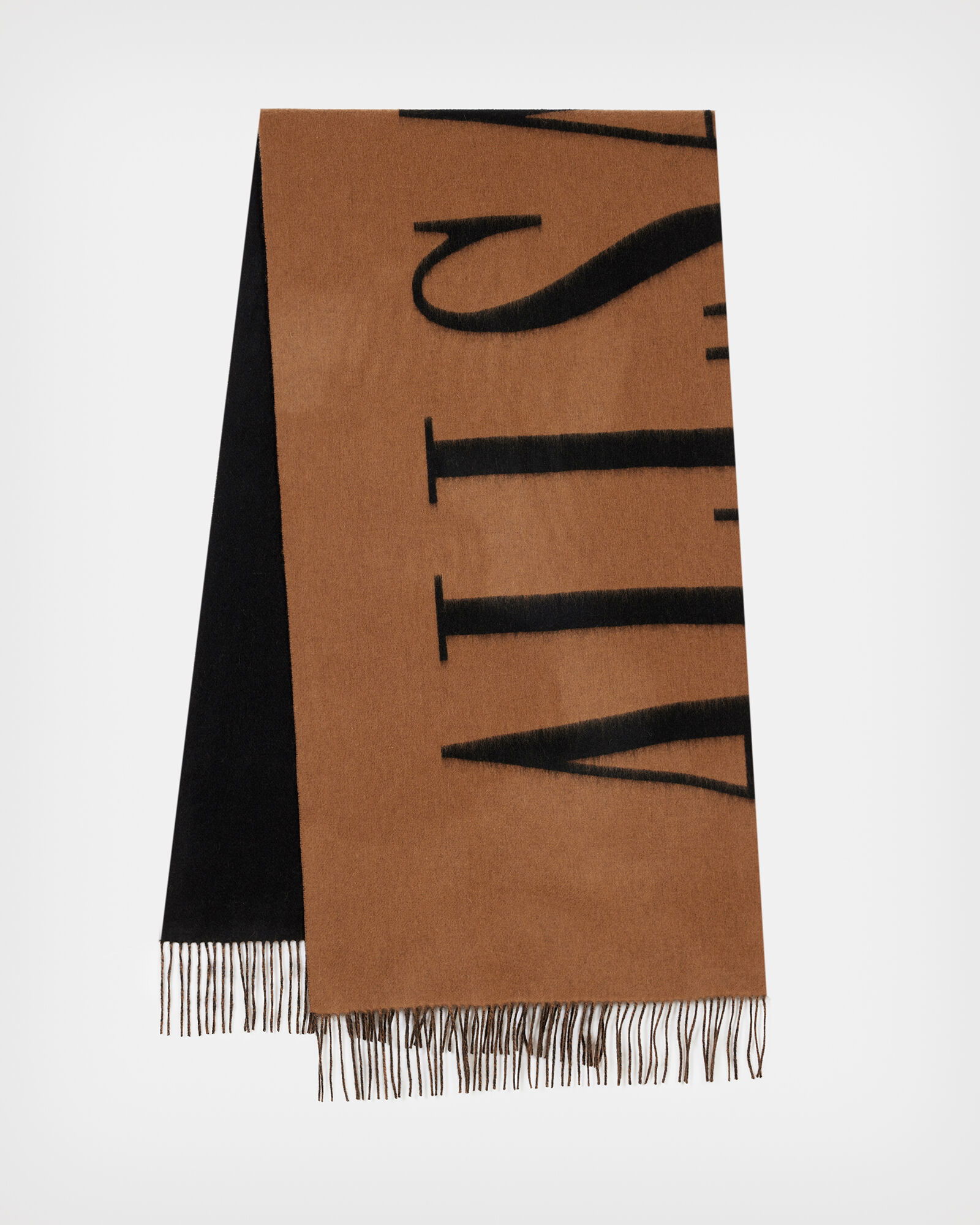 ALLSAINTS Max Wool Scarf in BUTTERSCOTCH/BLACK | Endource