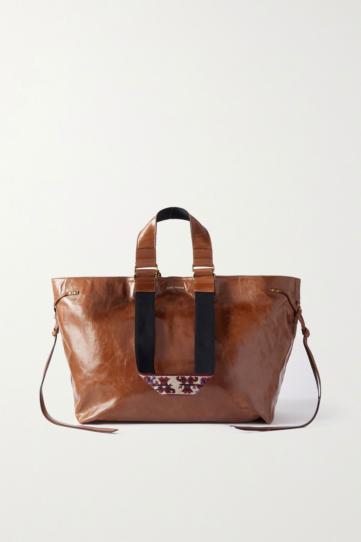 ISABEL MARANT Wardy Canvas-Trimmed Crinkled Patent-Leather Tote in ...