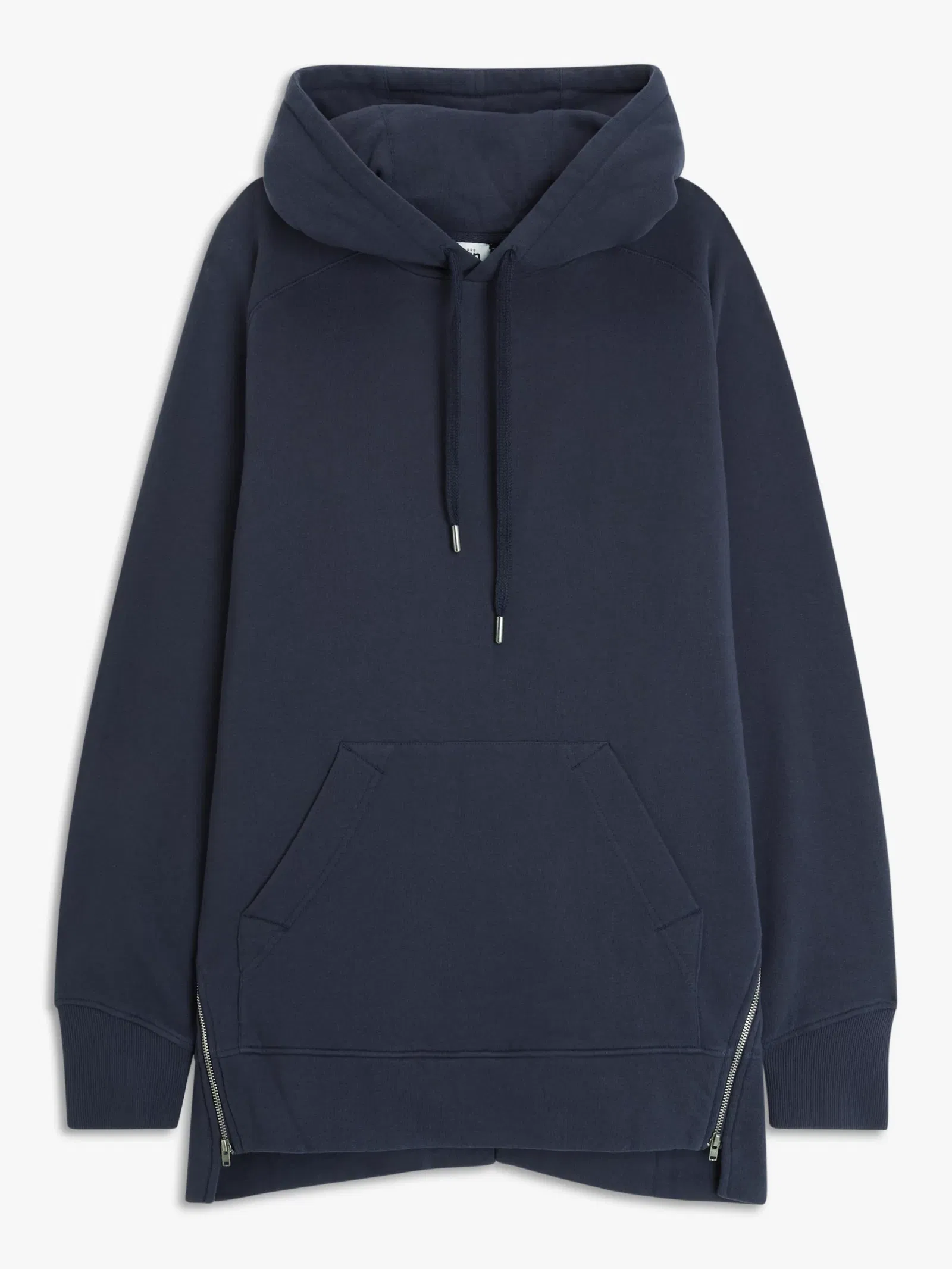 KIN Plain Angle Zip Seam Hoodie in Blue | endource