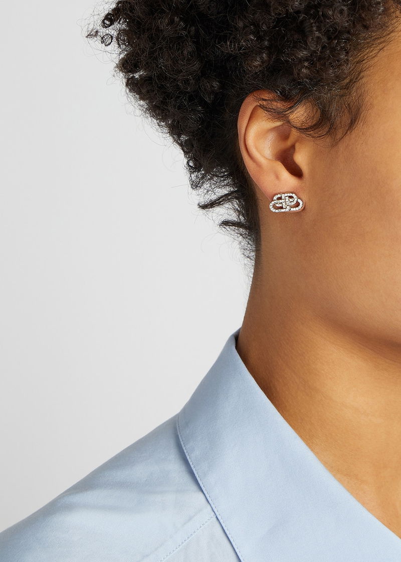 BALENCIAGA BB XS Crystal-Embellished Stud Earrings | endource