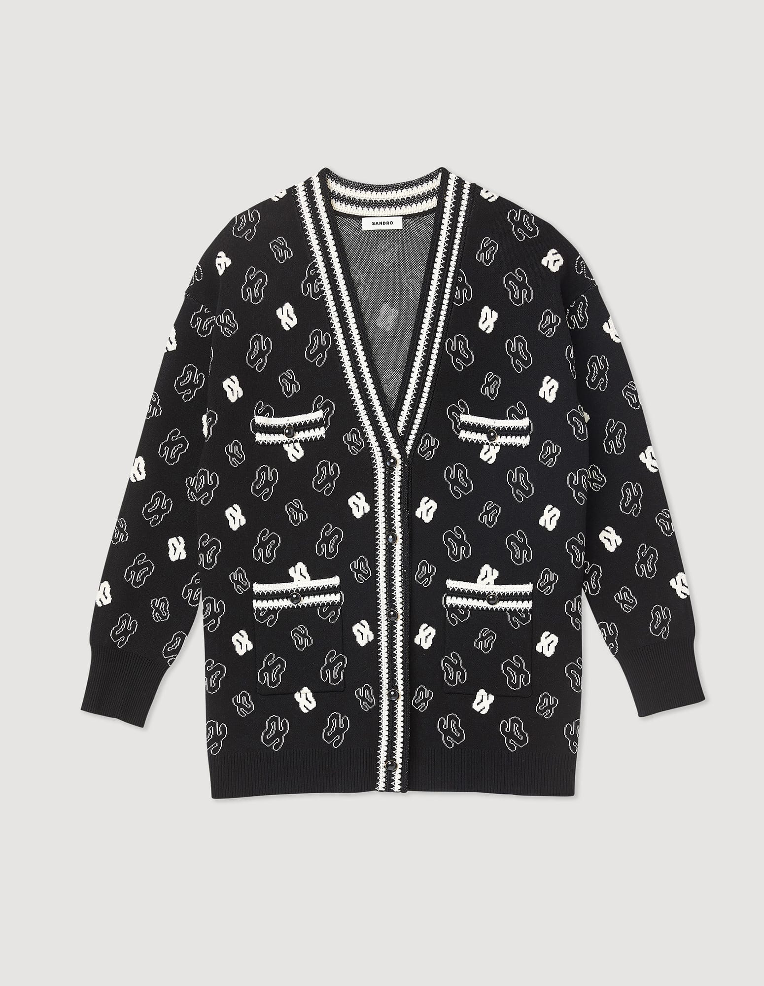 SANDRO Logo Coatigan in Black | endource