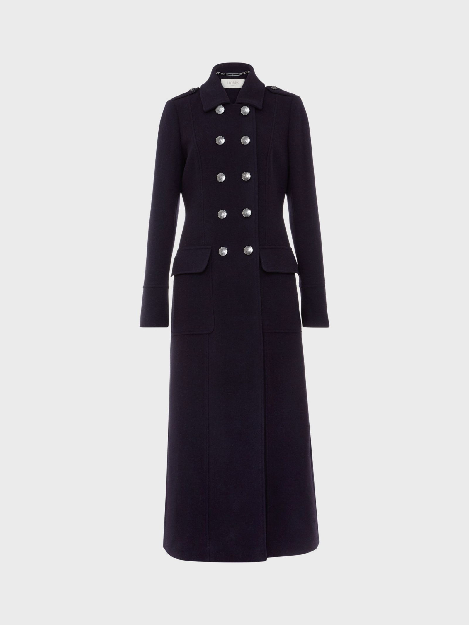 HOBBS Petite Iris Double Breasted Wool And Cashmere Coat in Navy | endource