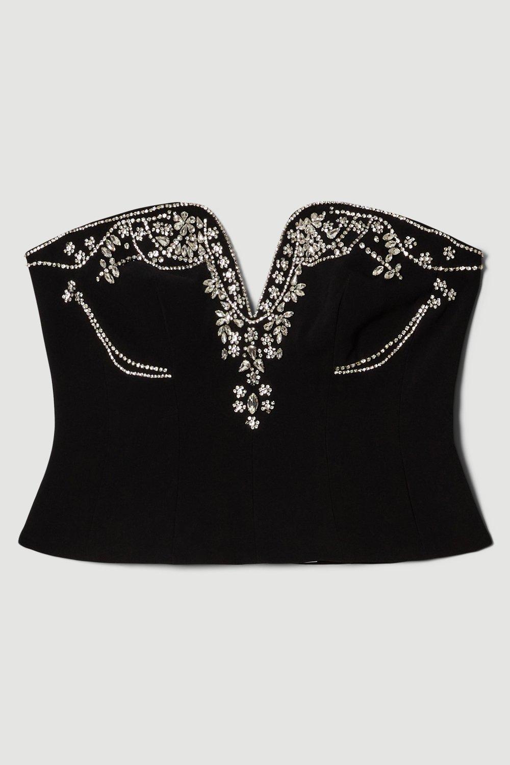 Karen Millen Crystal Embellished Cady Bustier In Purple Endource