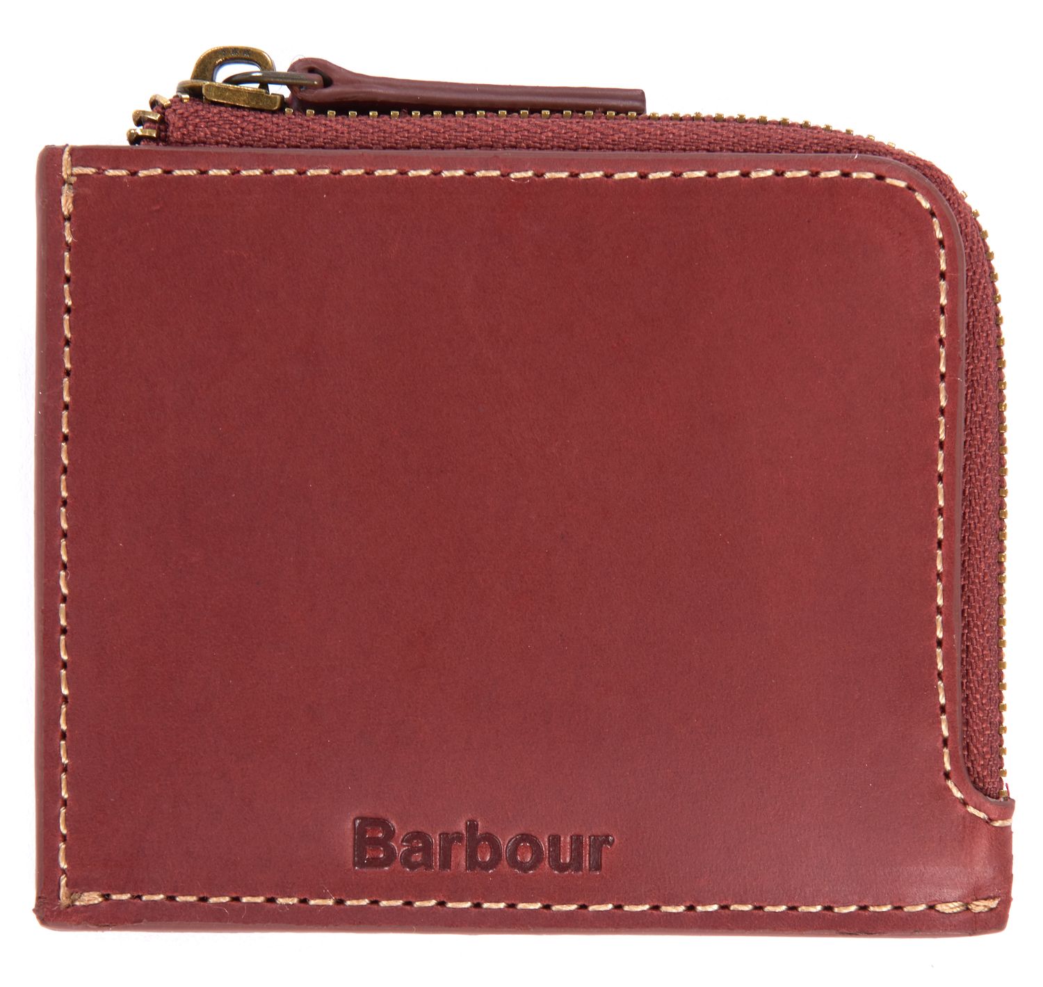 BARBOUR Hadleigh Leather Zip Wallet in Chestnut Brown | endource