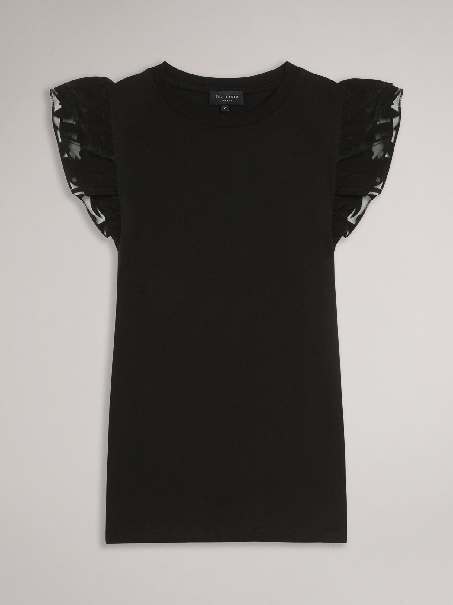 TED BAKER Bobyann Frill Sleeve Top in Black | endource