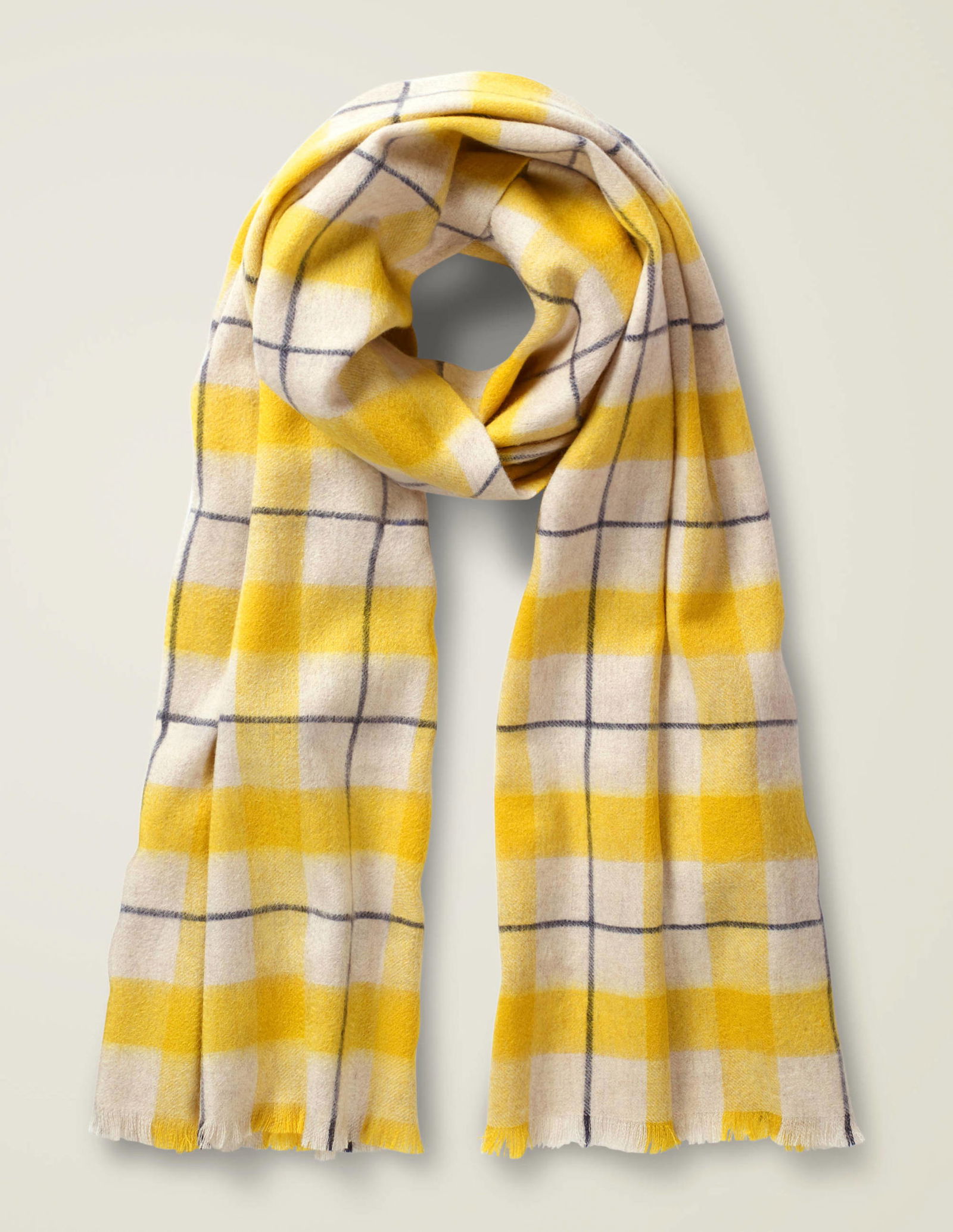 BODEN Wool Scarf in Saffron/Oatmeal Check | Endource
