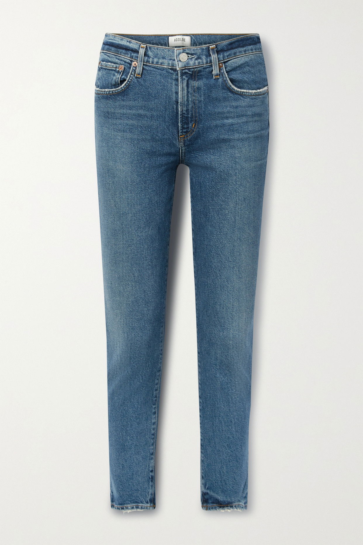 AGOLDE Toni Mid-Rise Slim-Leg Organic Jeans in Blue | endource