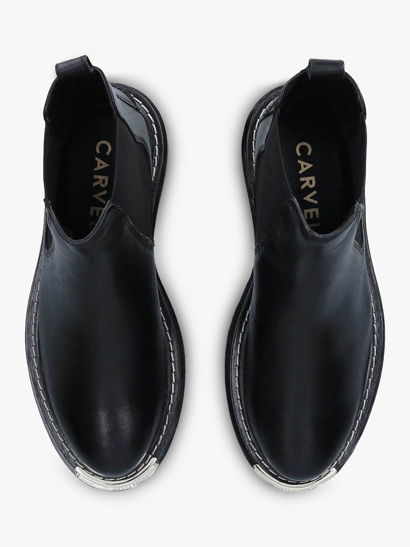 CARVELA Base Metal Toe Detail Leather Chelsea Boots in Black | endource
