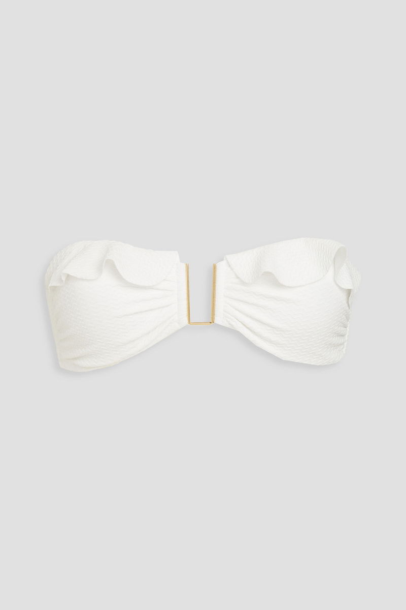 MELISSA ODABASH Ruffled Bandeau Bikini Top in White | endource