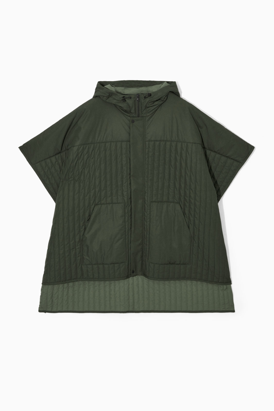 COS Hooded Quilted Hybrid Gilet in GREEN | endource