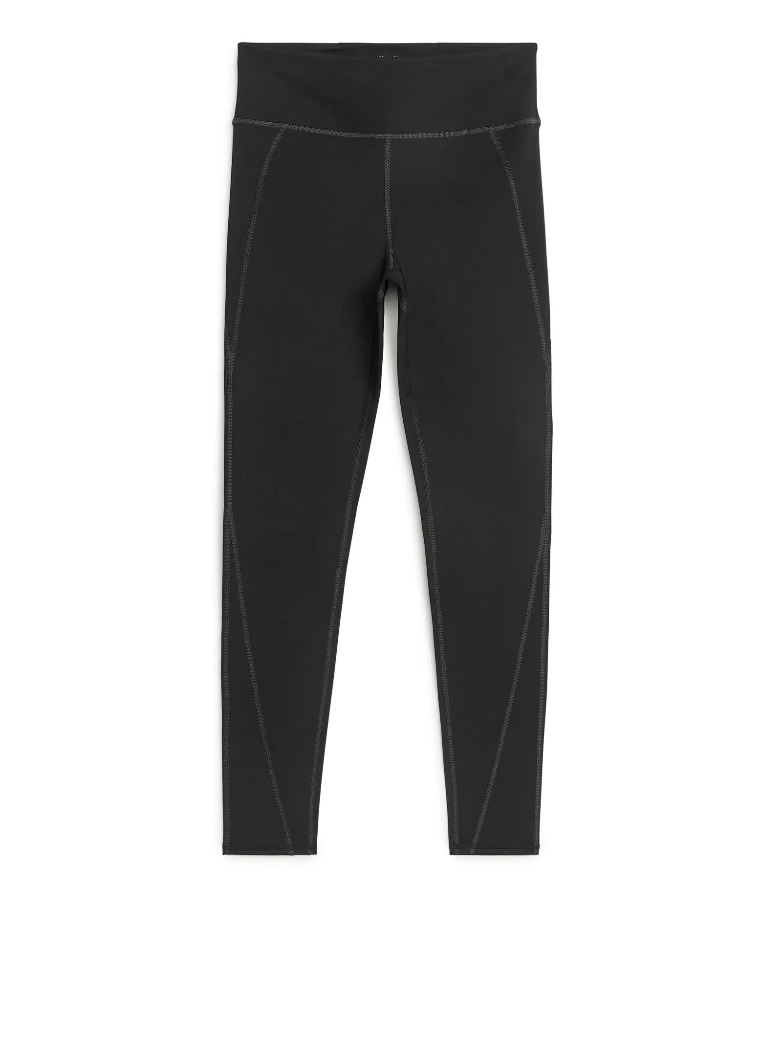 ARKET Contrast-Stitch Running Leggings in Black | endource