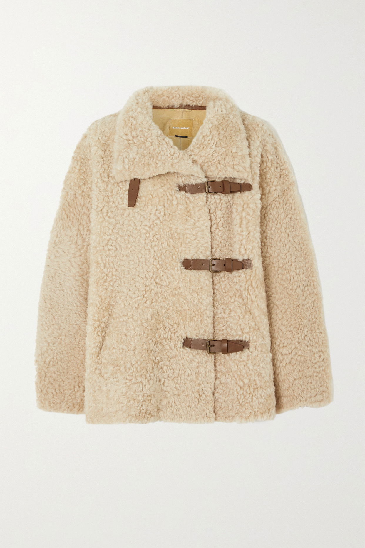 ISABEL MARANT Bealila Oversized Buckled Shearling Coat in Neutrals ...