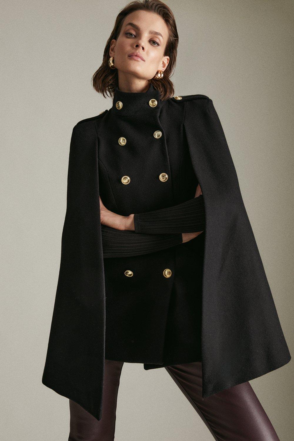 KAREN MILLEN Italian Wool Military Cape | endource