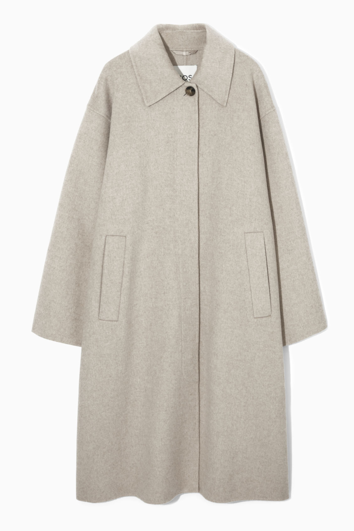 COS Collared Double-Faced Wool Coat in LIGHT BEIGE MÉLANGE | endource