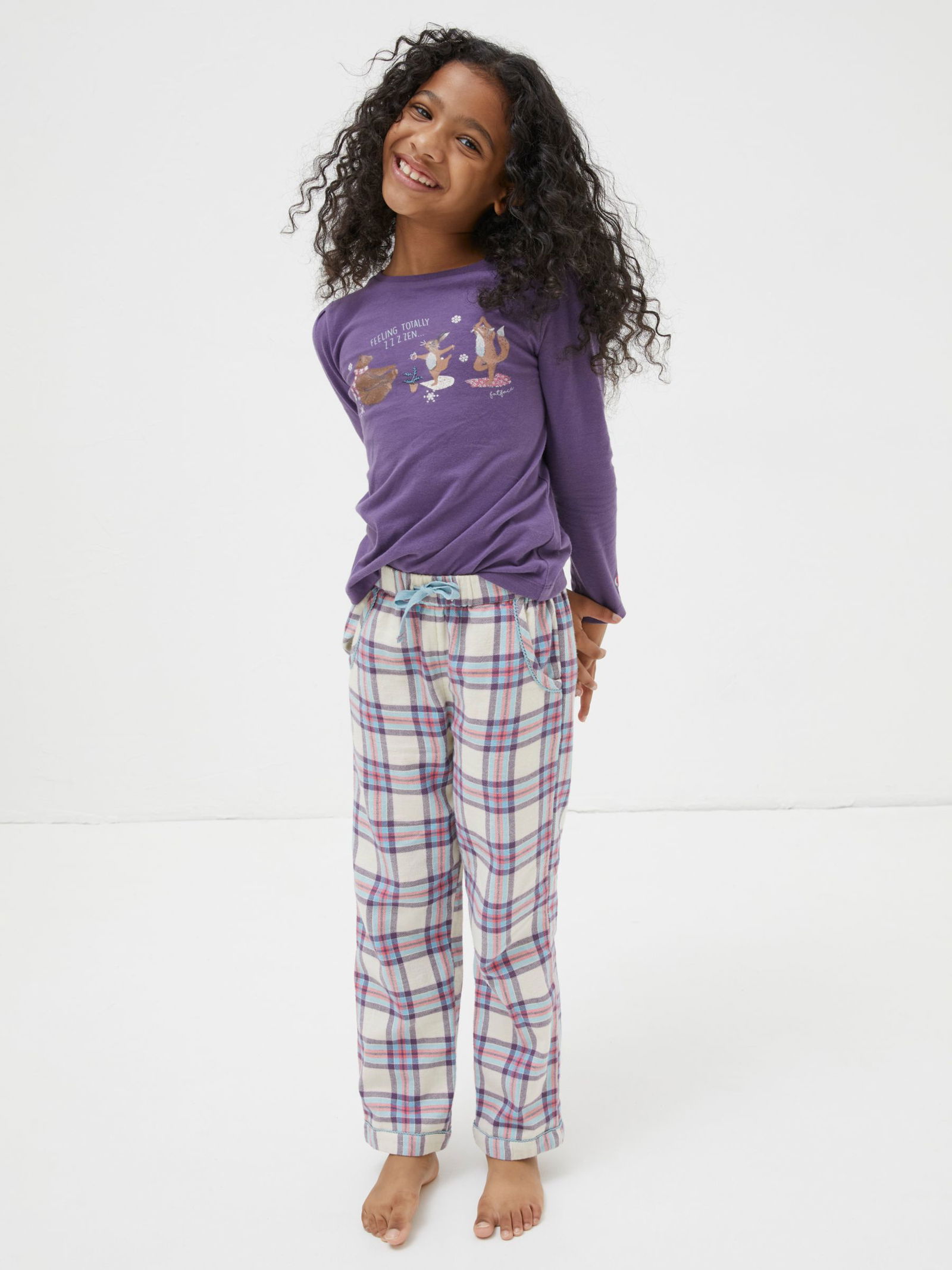 FATFACE Animal Check Pyjamas in Purple | Endource