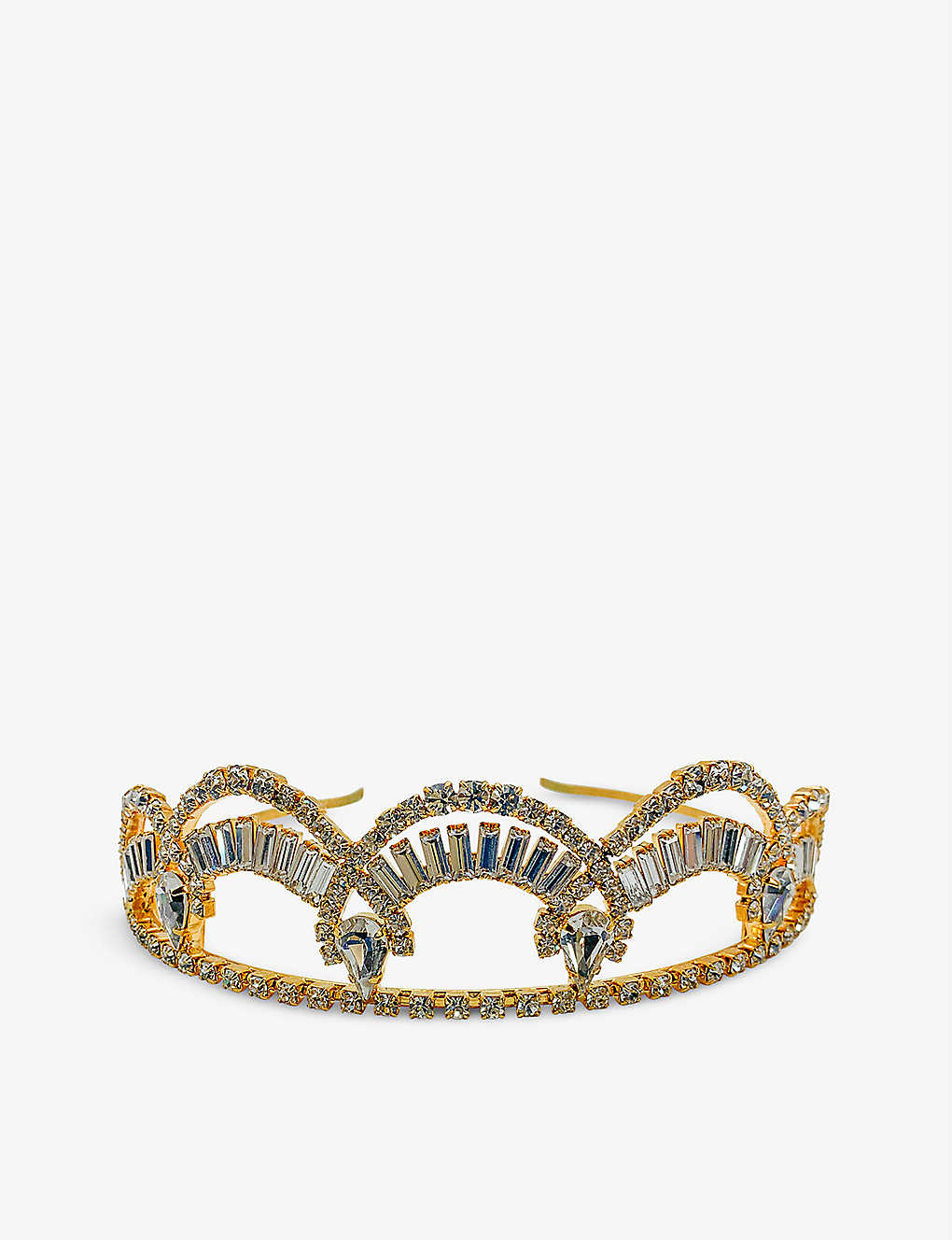 JENNIFER GIBSON Pre-Loved Gold-Toned Metal And Crystal Tiara in ...