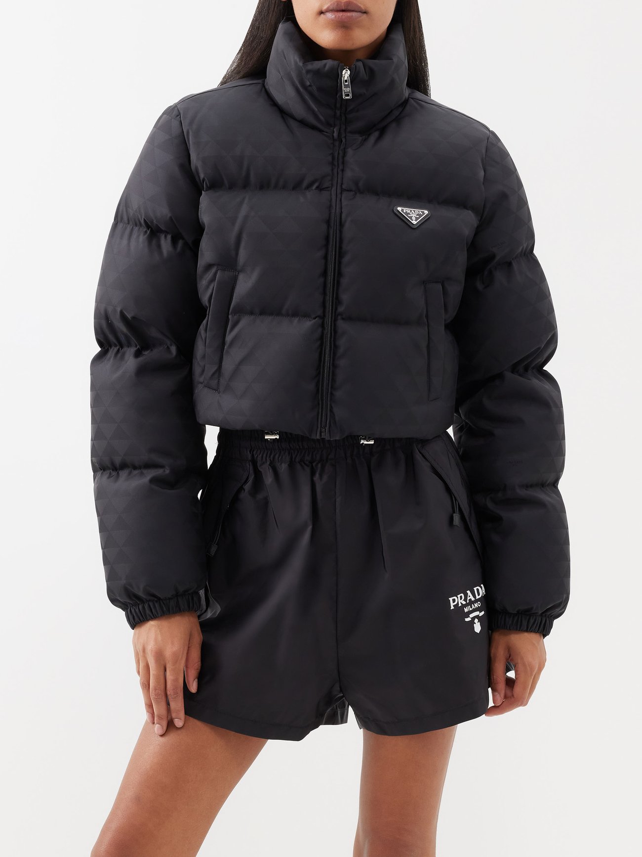 PRADA Triangle-Logo Quilted Jacket | endource