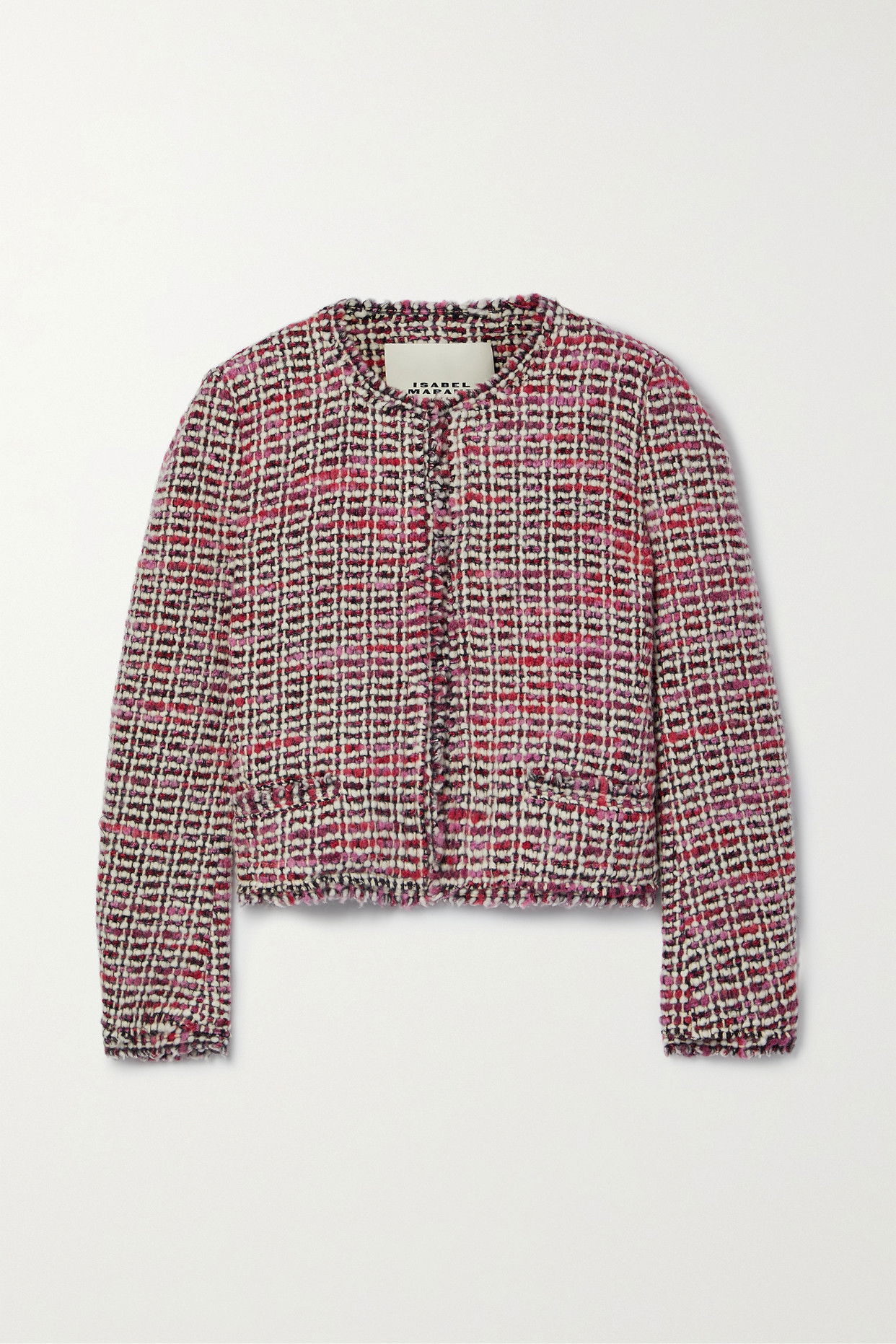 ISABEL MARANT Pully Wool-Blend Tweed Jacket in Pink | endource