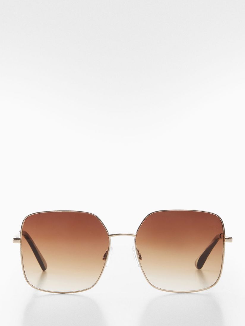 MANGO Julia Square Metallic Frame Sunglasses in Gold | endource