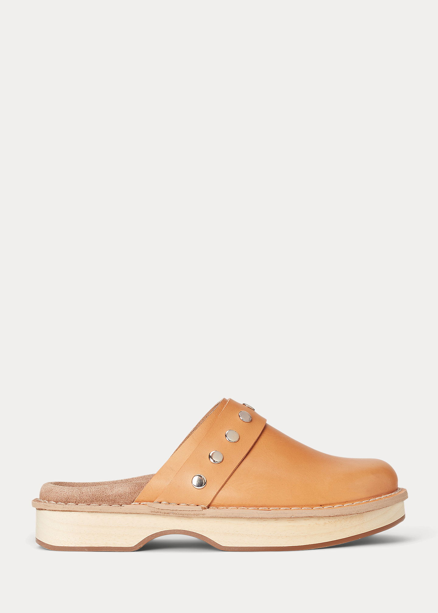 POLO RALPH LAUREN Studded Vachetta Leather Clog in Natural | endource