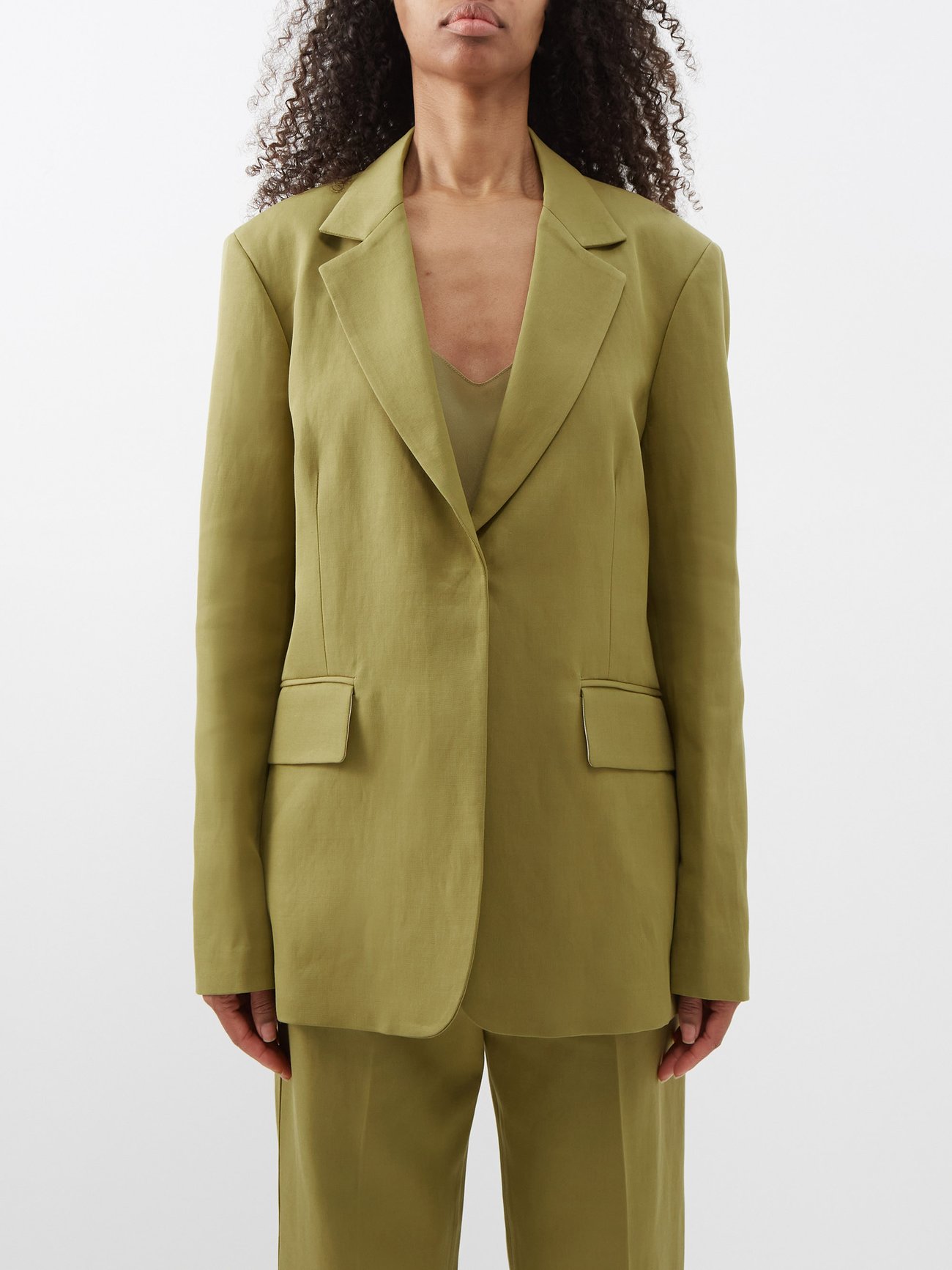 RAEY Relaxed Ramie And Cotton-Blend Suit Jacket in Green | endource