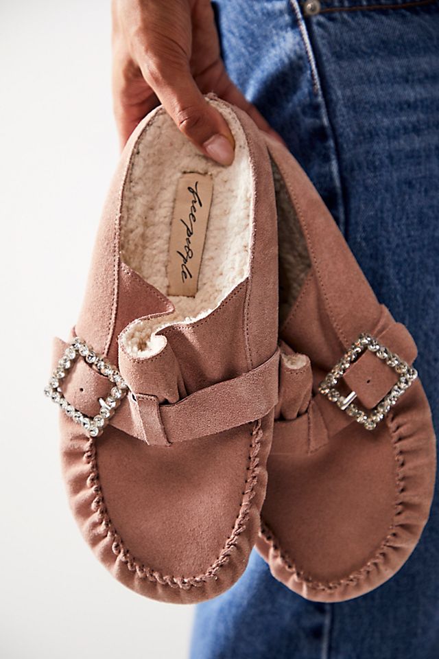 FREE PEOPLE FP Collection - Shearling After Riding Mules in Frost Pink ...