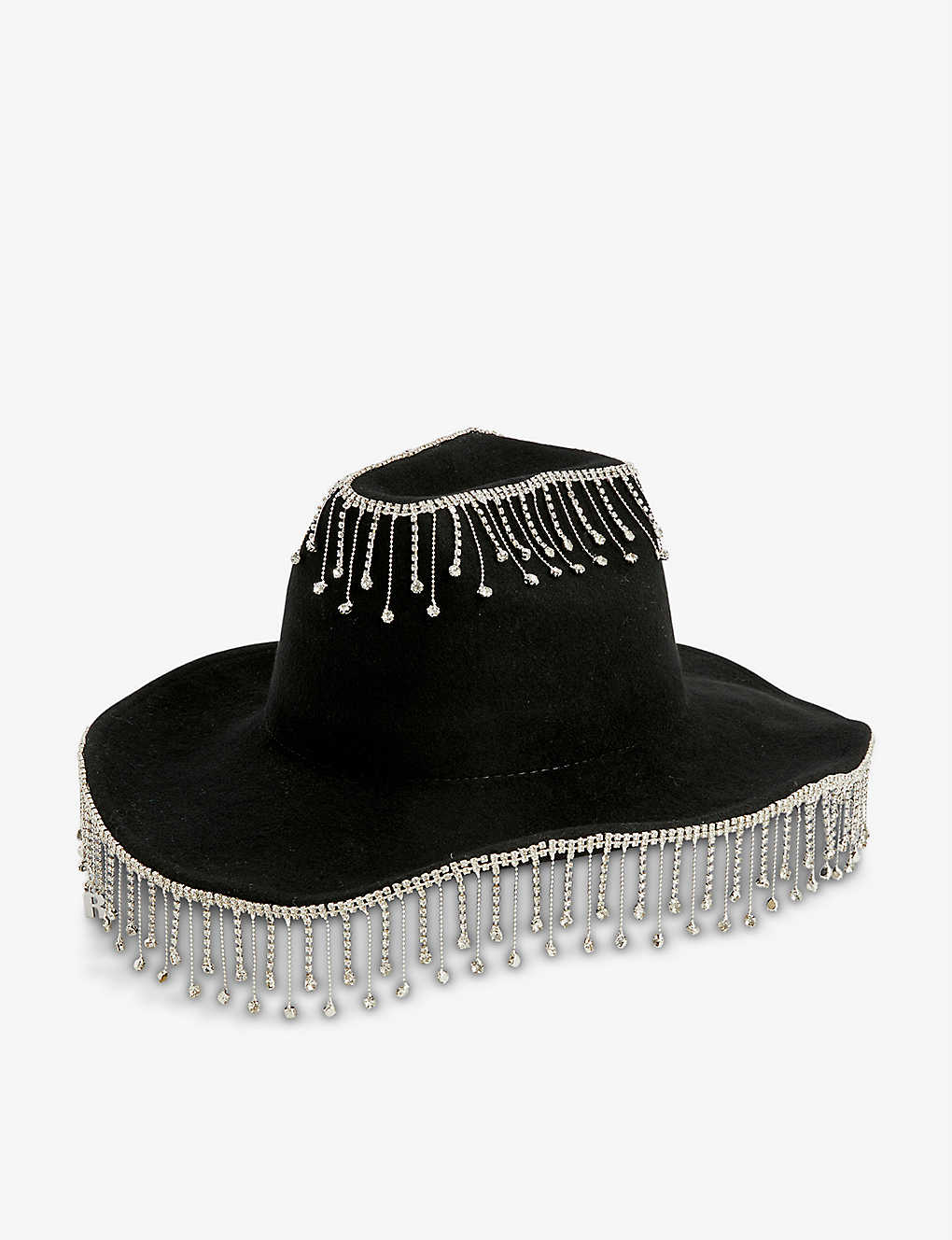 ROTATE BIRGER CHRISTENSEN Crystal-Embellished Wool Cowboy Hat in BLACK ...