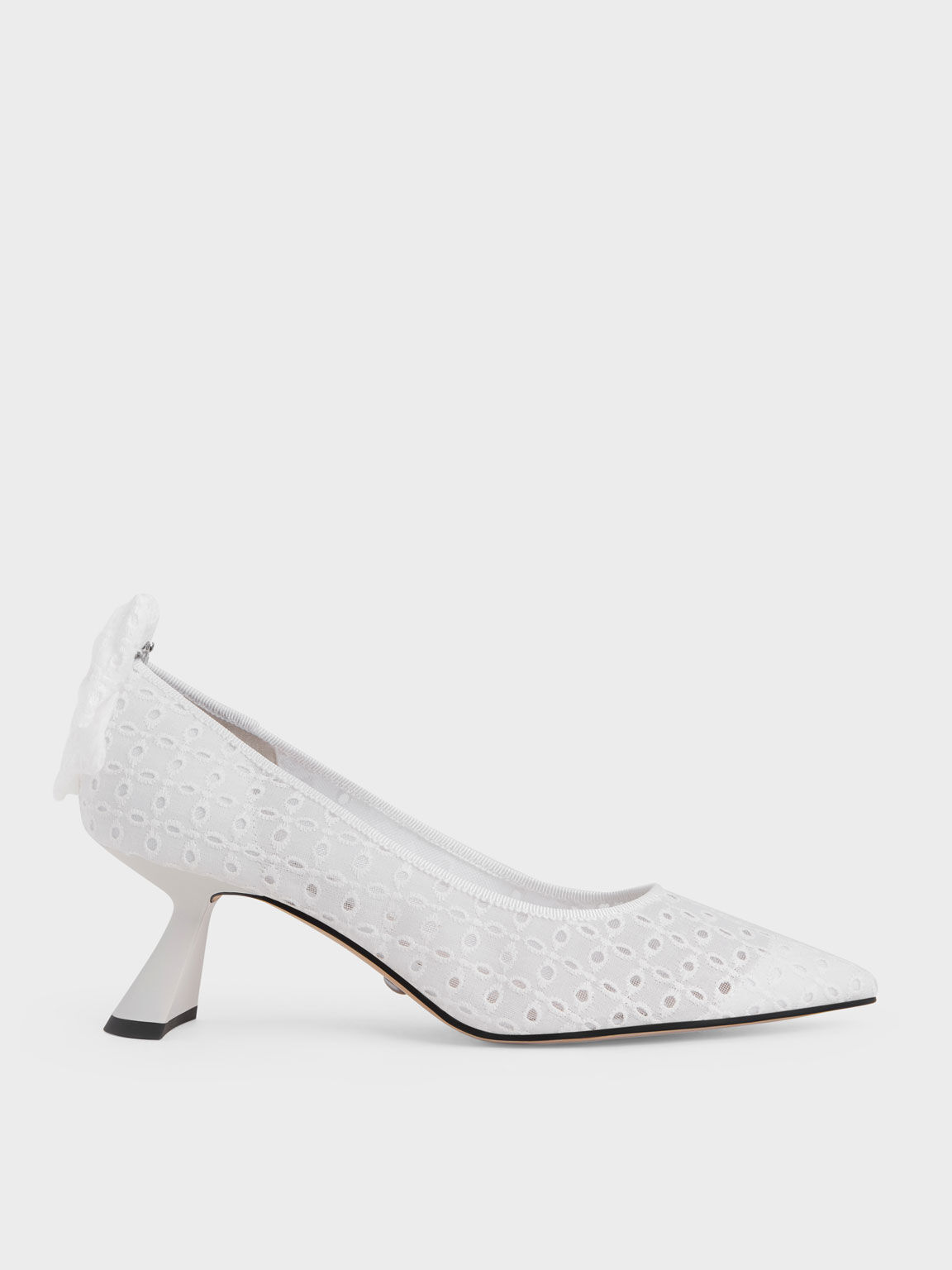 CHARLES & KEITH Blythe Broderie Anglaise Pumps in White | endource