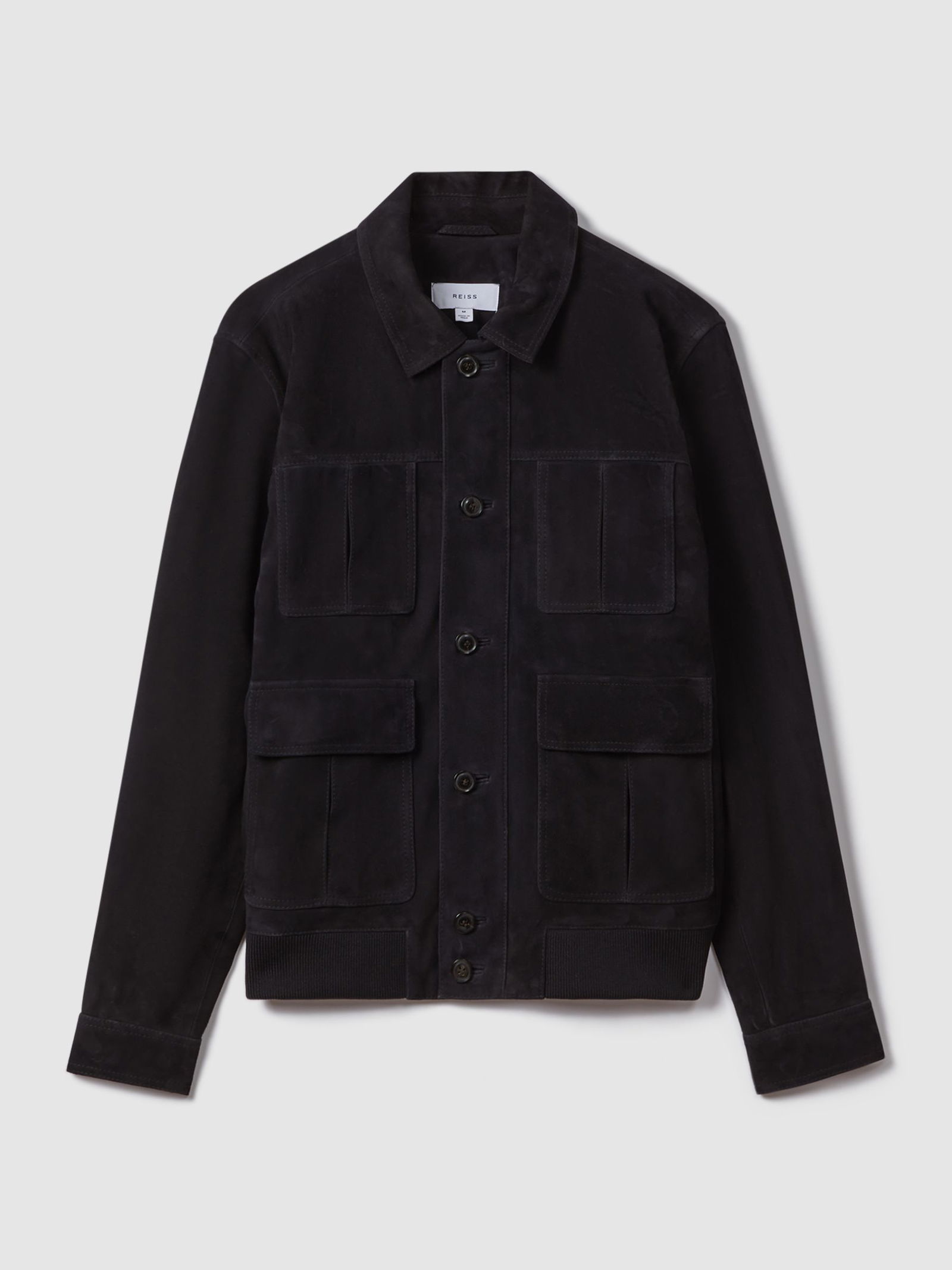 REISS Thomas Suede Chest Pocket Jacket in Navy | Endource REISS Thomas Suede Chest Pocket Jacket in Navy | Endource