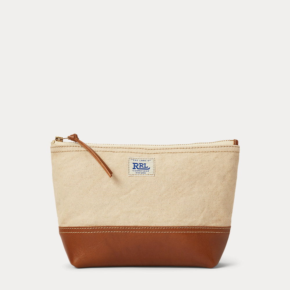 RALPH LAUREN RRL Leather-Trim Canvas Pouch in Natural | Endource
