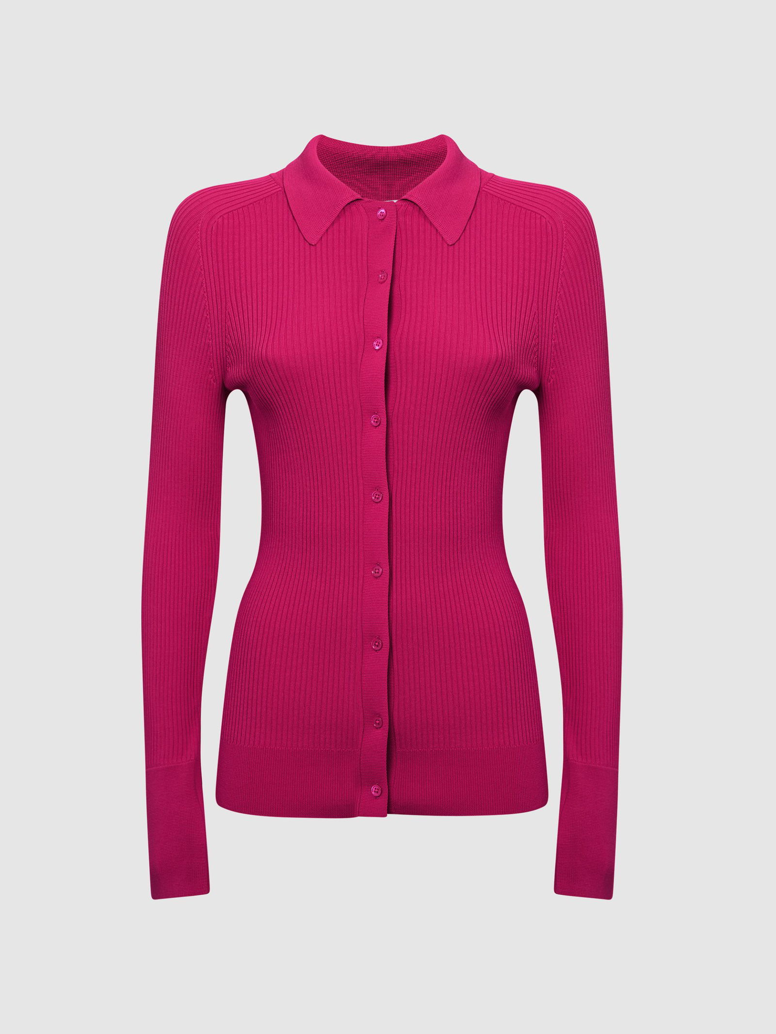 REISS Sandy Ribbed Shirt in Pink | endource
