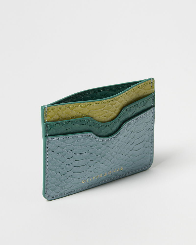 OLIVER BONAS Snake Card Holder in Green | endource