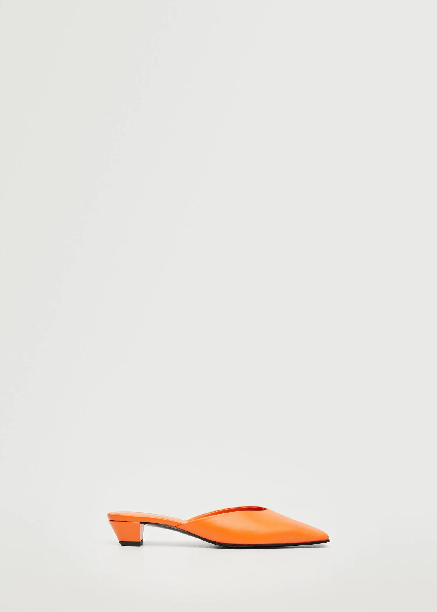 MANGO Heel Leather Mules in Orange | endource
