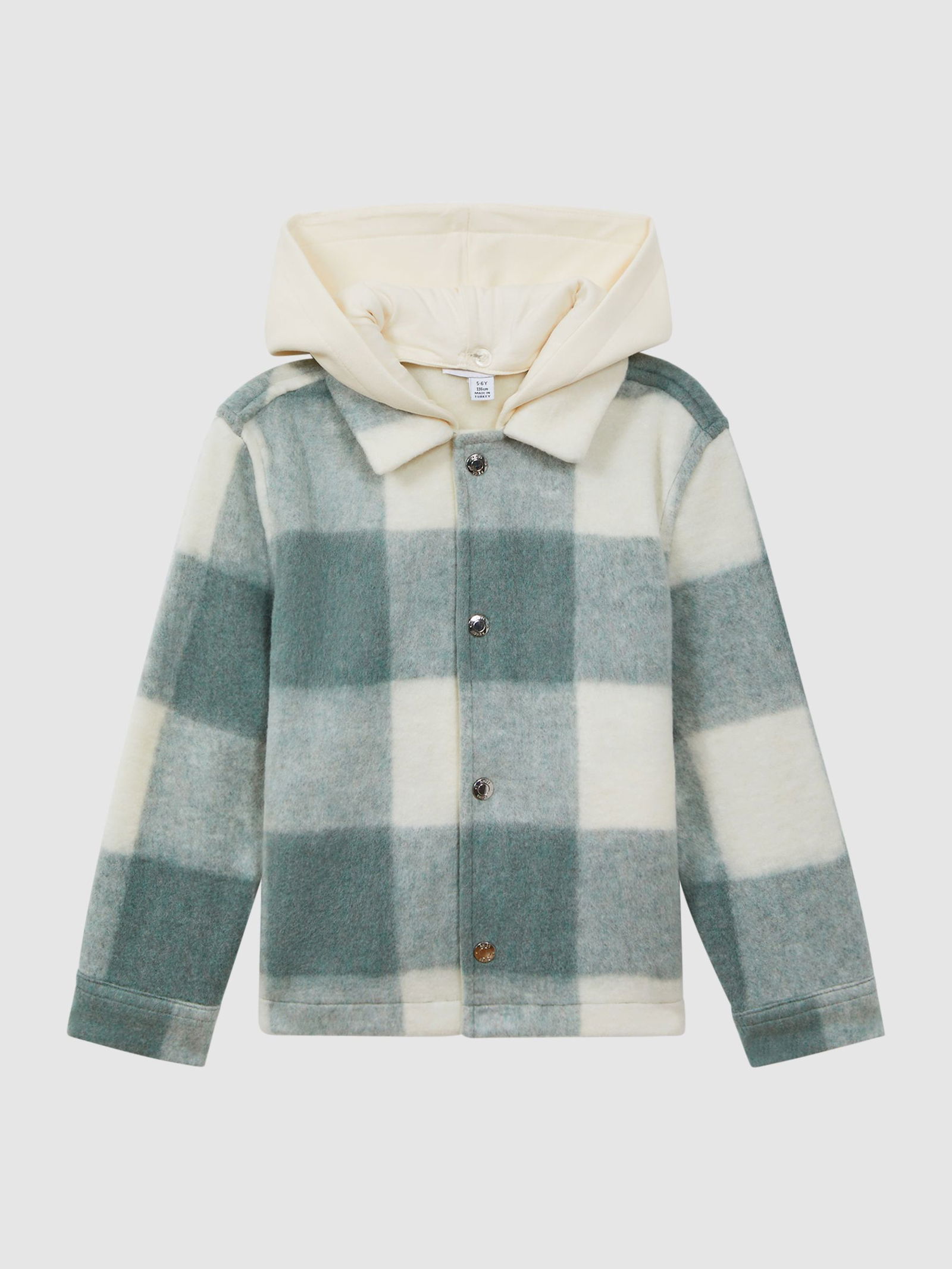 REISS Scott Brushed Removable Hood Check Jacket | endource