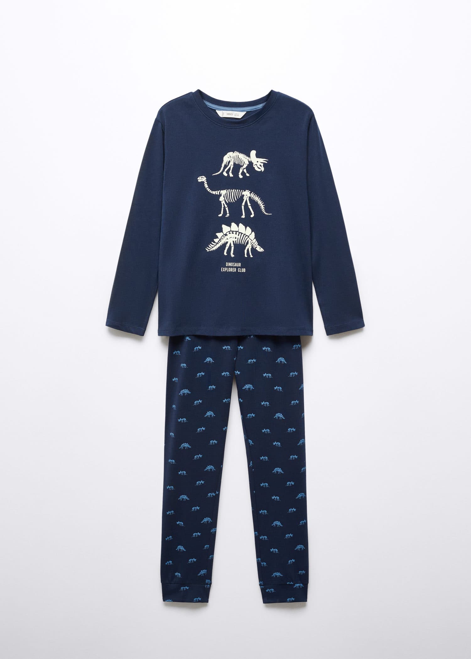 MANGO Printed Long Pyjamas in Dark Navy | endource