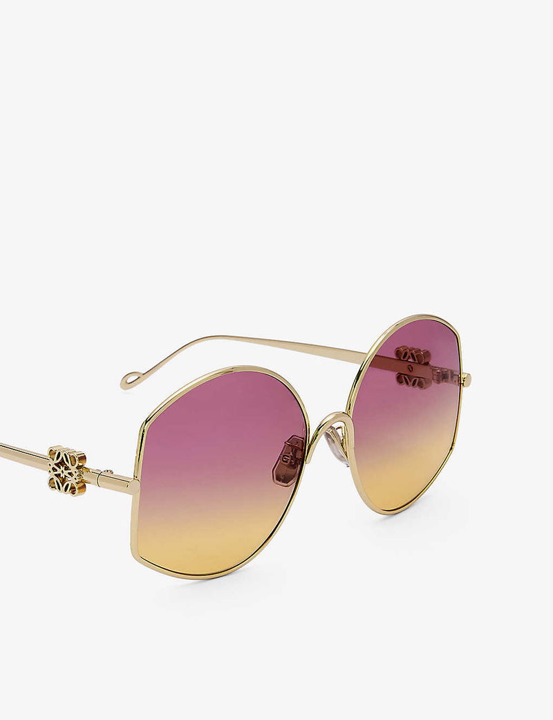 LOEWE Circular-Frame Logo-Engraved Sunglasses in PINK/ORANGE | Endource